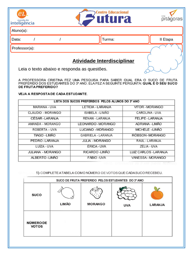 Atividade Interdisciplinar 3 Ano | PDF