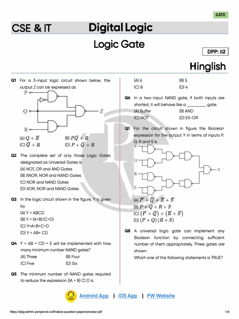 Logic Gate - DPP 02 | PDF