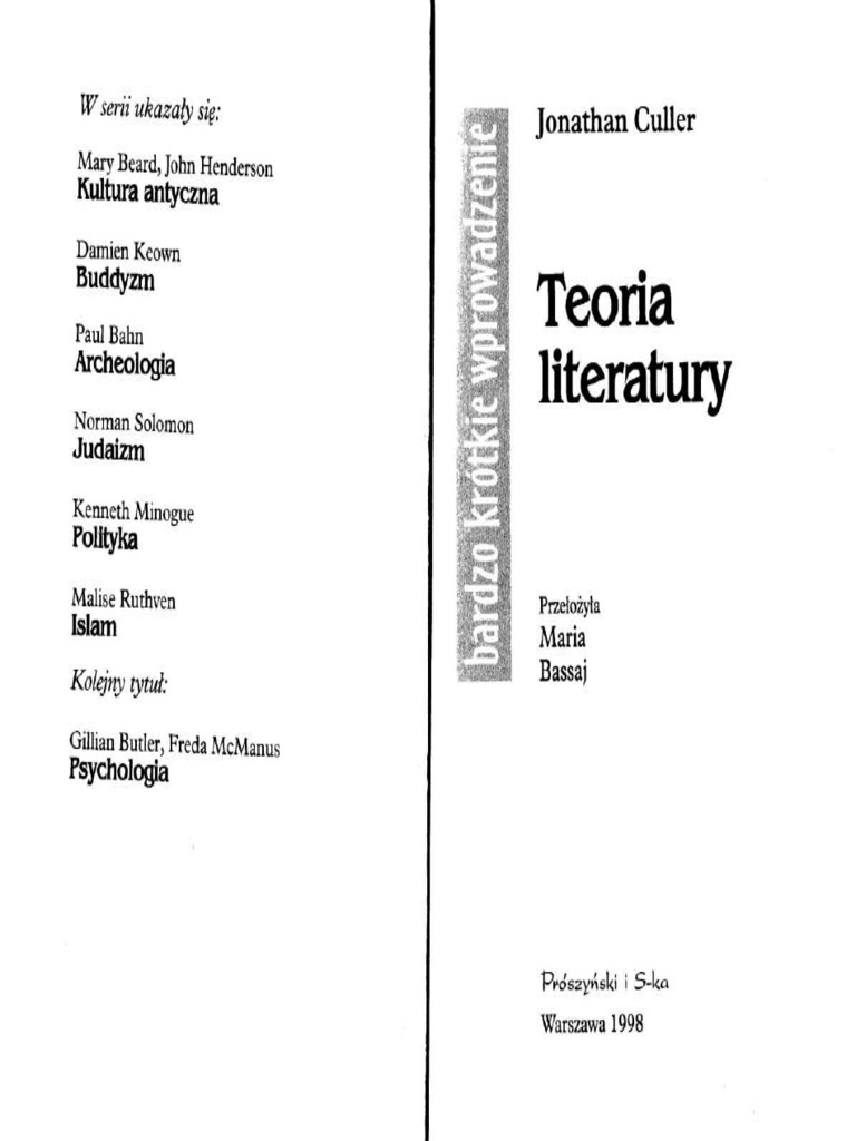 Jonathan Culler - Teoria Literatury | PDF