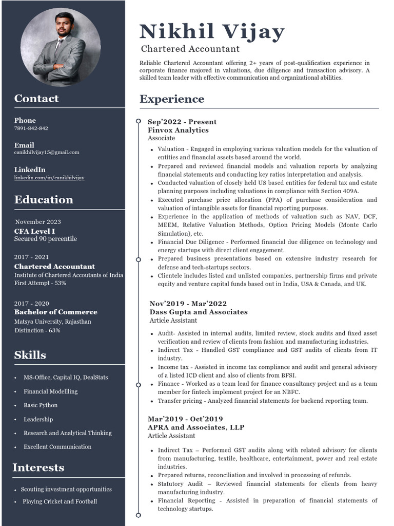 CA Nikhil Vijay - CV | PDF