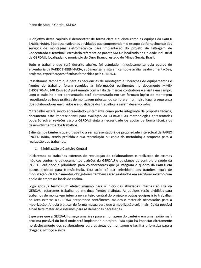 Plano de Ataque Gerdau SM02 | PDF