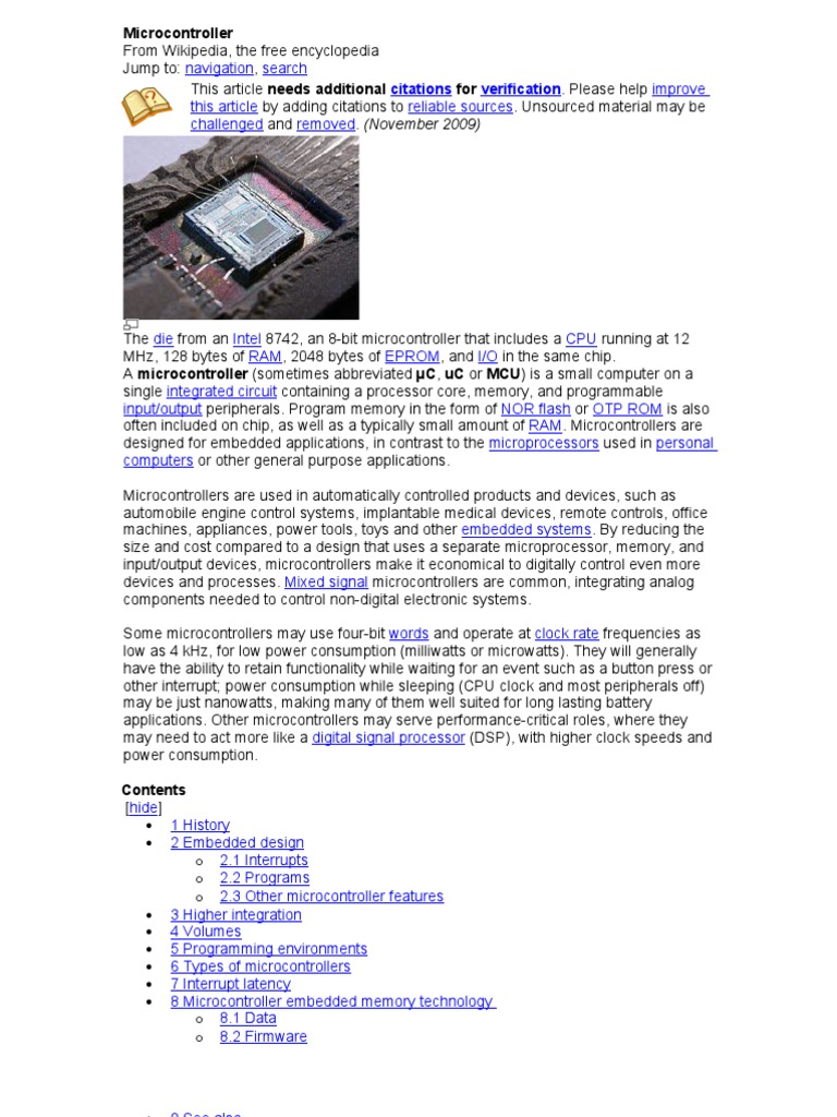 Micro Controller | PDF | Microcontroller | Embedded System