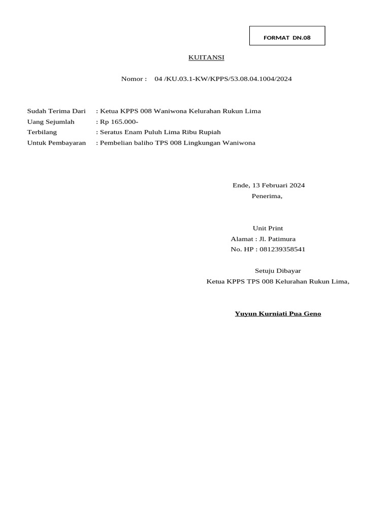 Format SPJ KPPS 2024 | PDF