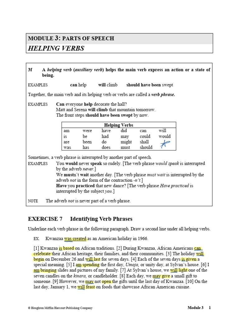 3-3 Helping Verbs | PDF