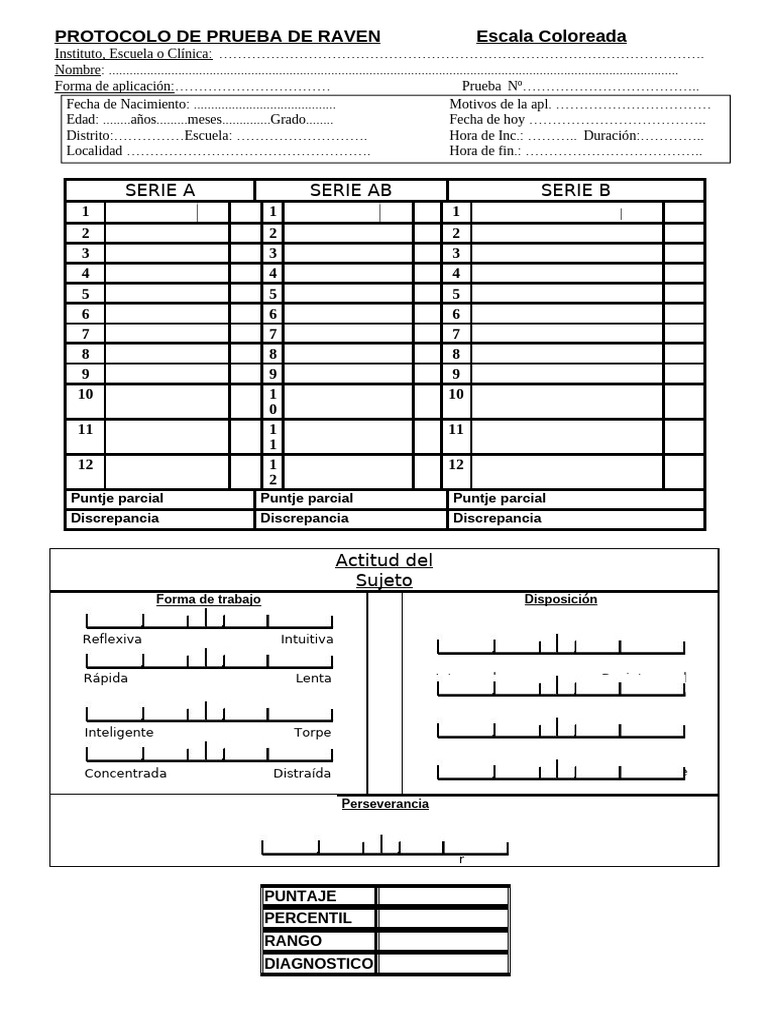 Protocolo Raven Escala Coloreada | PDF