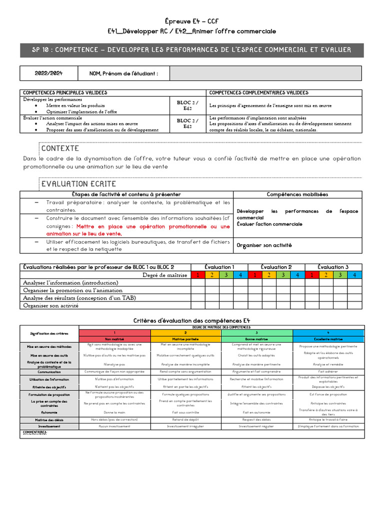 2 Grille Evaluation SP10 | PDF