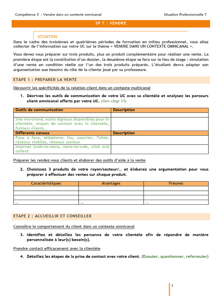 SP 7 Vendre Consignes | PDF