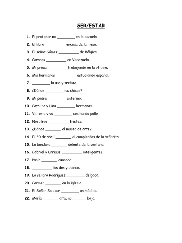 Spanish_Ser_Estar_Worksheet | PDF