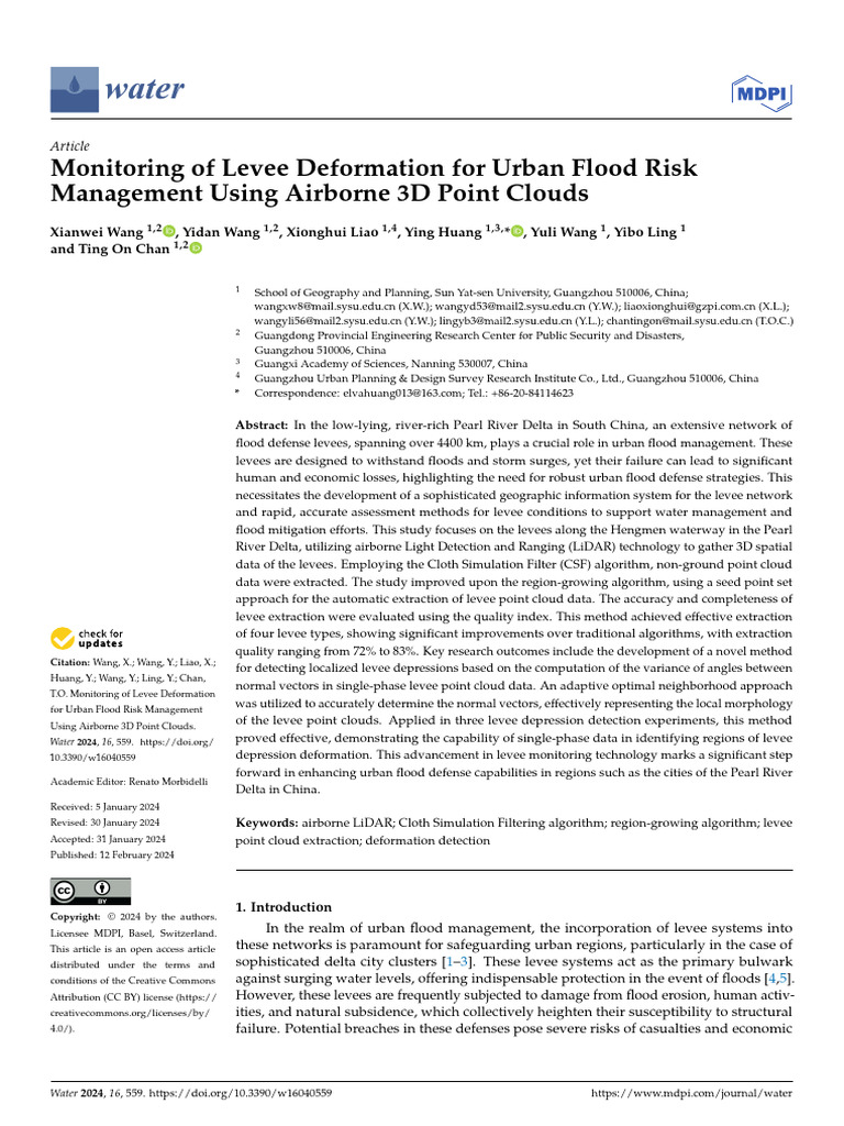 Monitoring of Levee Deformation For Urban Flood Risk Management Using ...