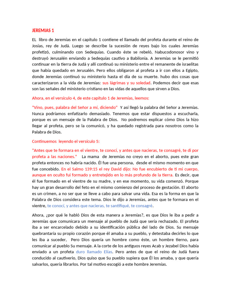 Llamado y Ministerio de Jeremías | PDF | Profeta | Jeremías