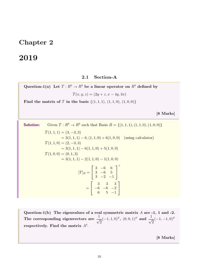 G-20 20 2019 IFoS P-1 Solutions | PDF | Eigenvalues And Eigenvectors | Algebra