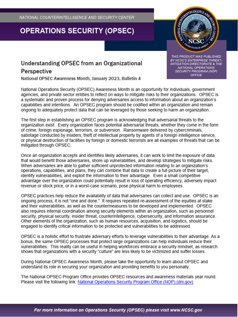 Understanding_OPSEC_from_an_Organizational_Perspective_Bulletin_4 | PDF
