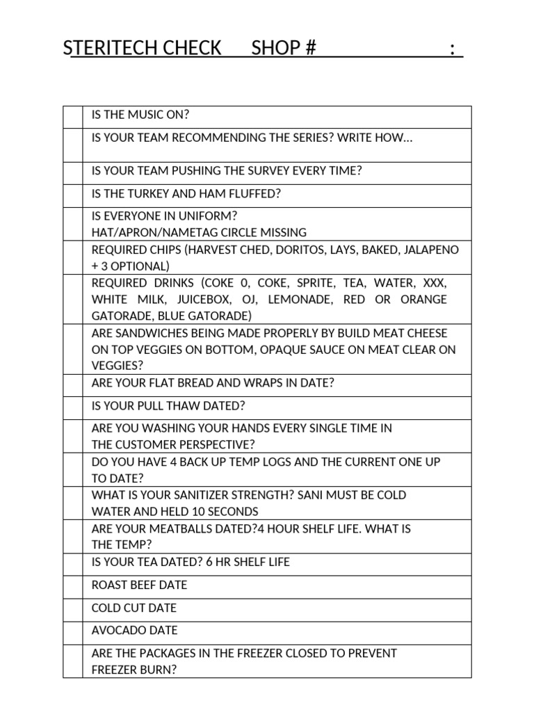 Steritec Checklist | PDF