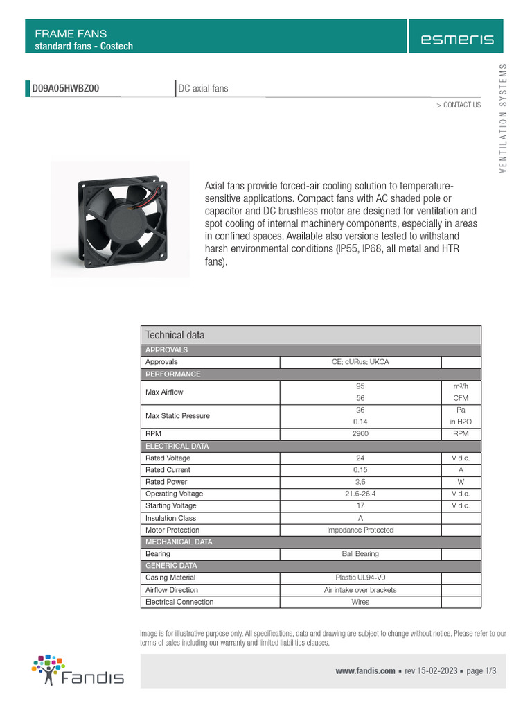 Axial Frame Fans D09A05HWBZ00 | PDF