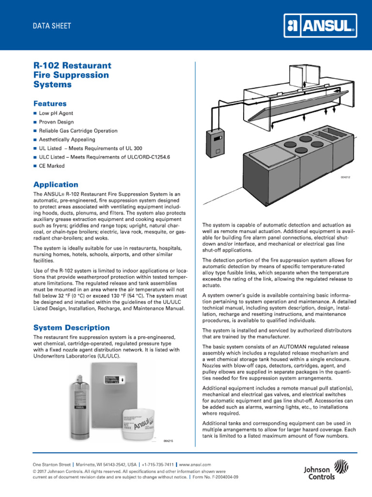 DATA SHEET R-102 Fire Suppresion Systems | PDF