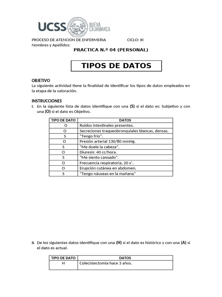 PRACTICA DE Identificación de Datos claves (4) | PDF