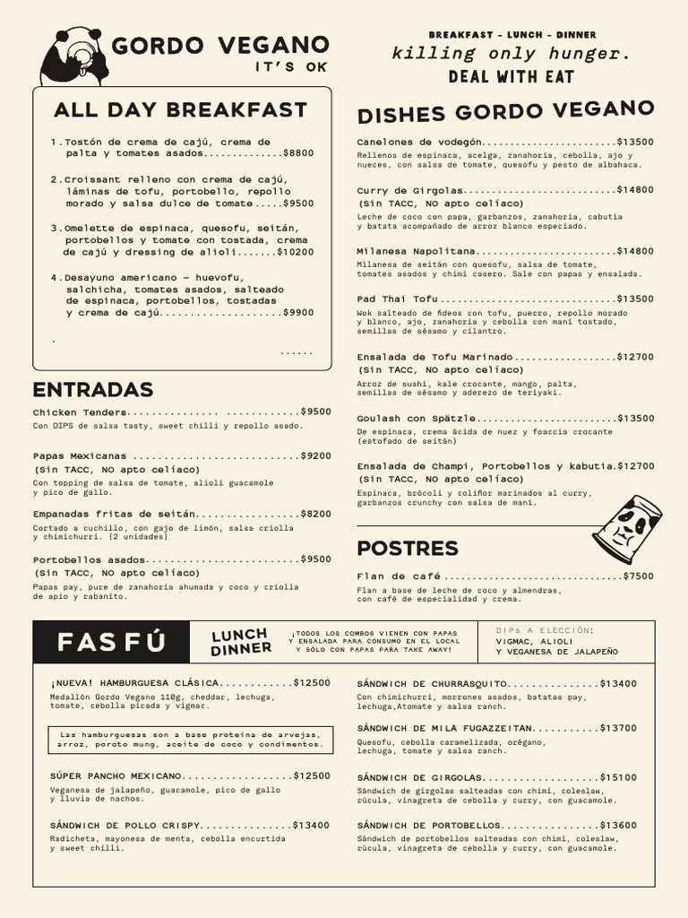 Menu Completo Gordo Vegano | PDF