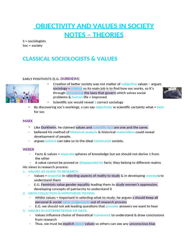 Objectivity and Values in Society Notes | PDF