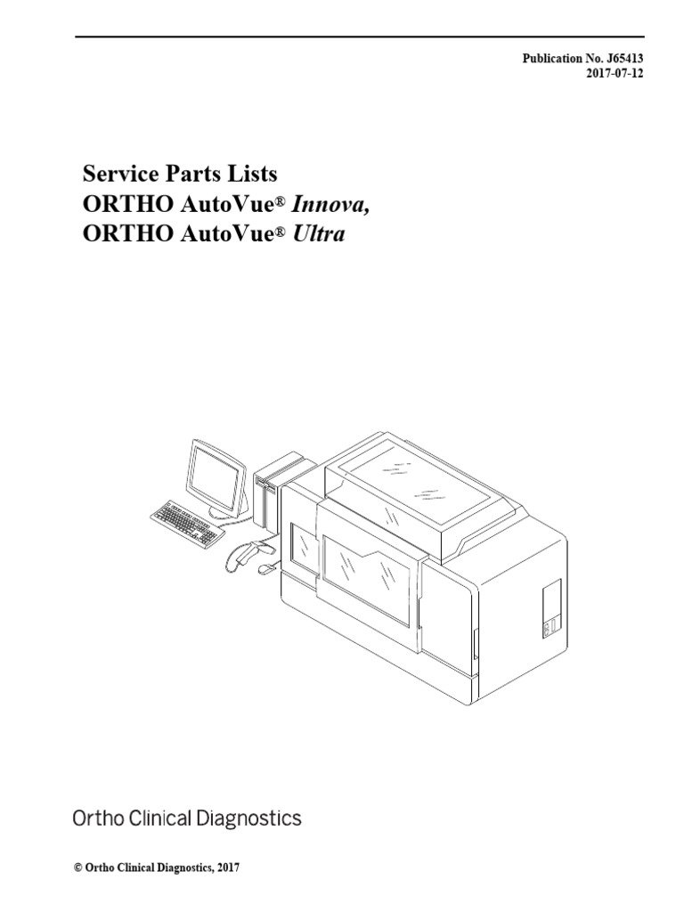 Service Parts Lists Ortho Autovue Ortho Autovue: Innova, Ultra | PDF