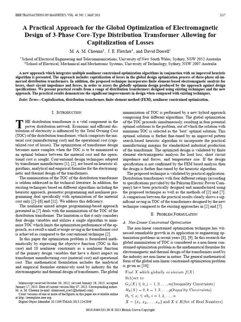 A Practical Approach For The Global Optimization of Electromagnetic Design of 3-Phase Core-Type ...