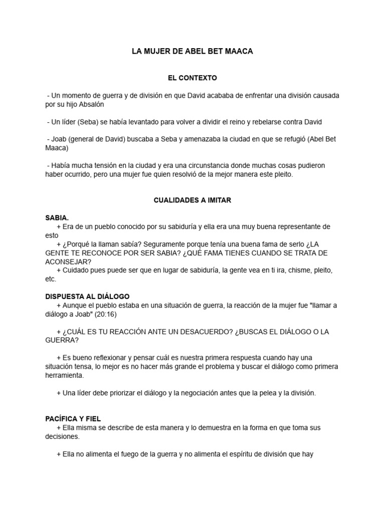 La Mujer de Abel-Bet-Maaca | PDF