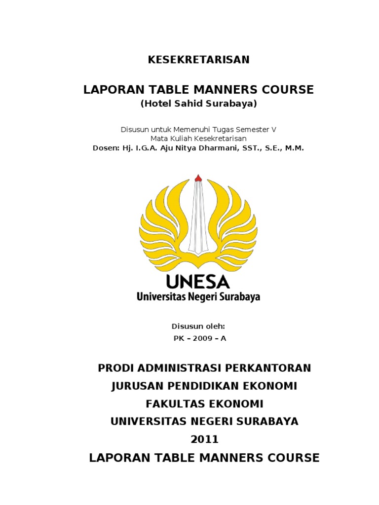 Laporan Table Manner Course | PDF