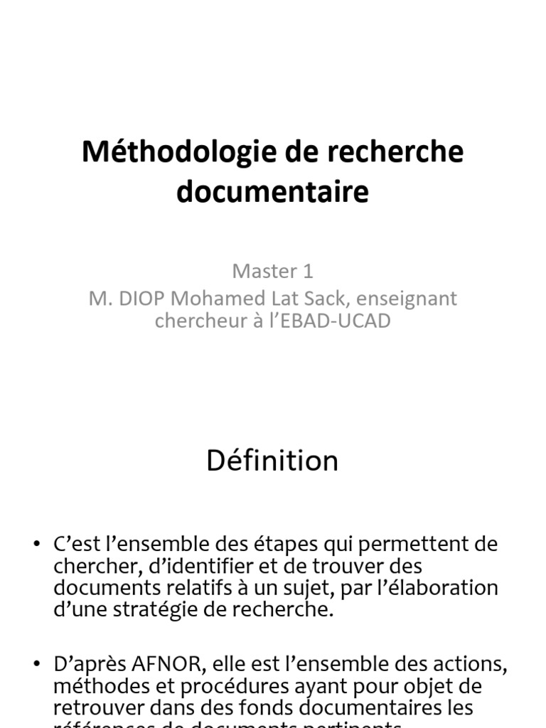Methodologie de recherche documentaire_MDIOP | PDF