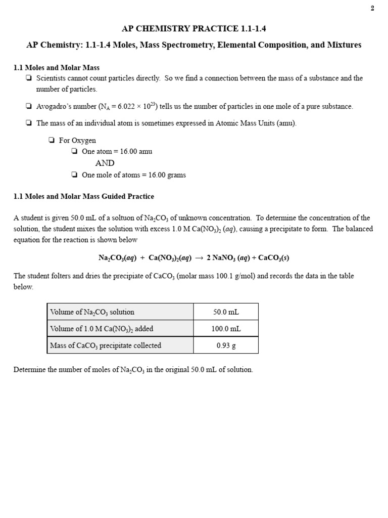 Unit 1 Ap Chem Practice | PDF