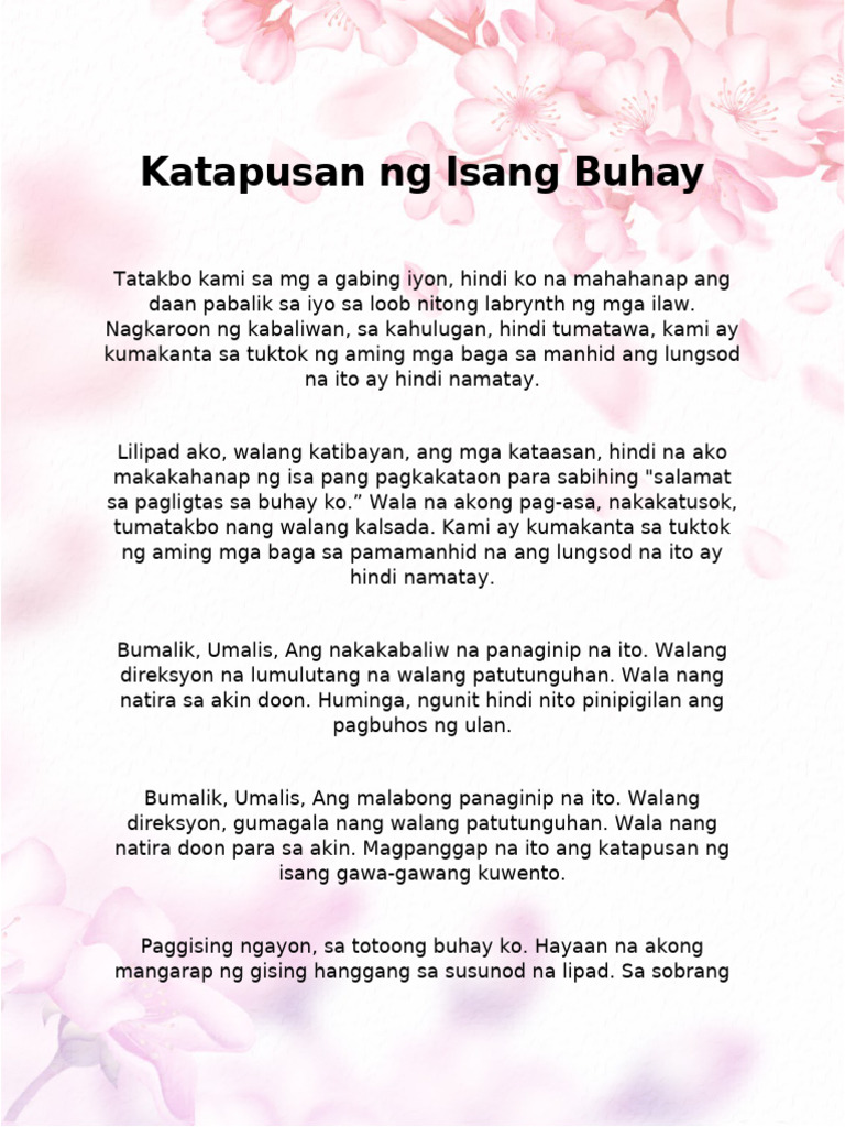 Katapusan NG Isang Buhay | PDF