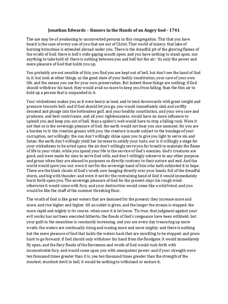 Jonathan Edwards - Sinners in The Hands of An Angry God | PDF