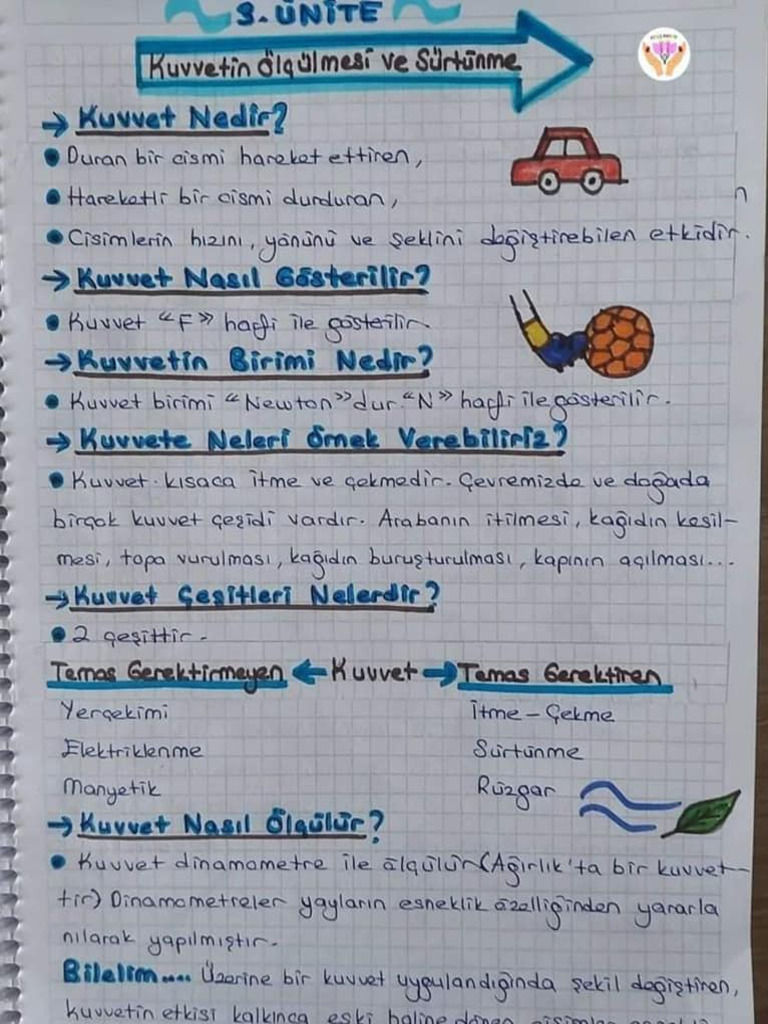 5.sinif Fen Bilimleri 3.unite Kuvvetin Olculmesi Ve Surtunme Ders Notlari | PDF