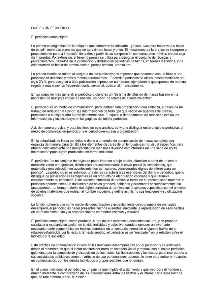 Funciones y Significado del Periódico | PDF | Periódicos | Publicación