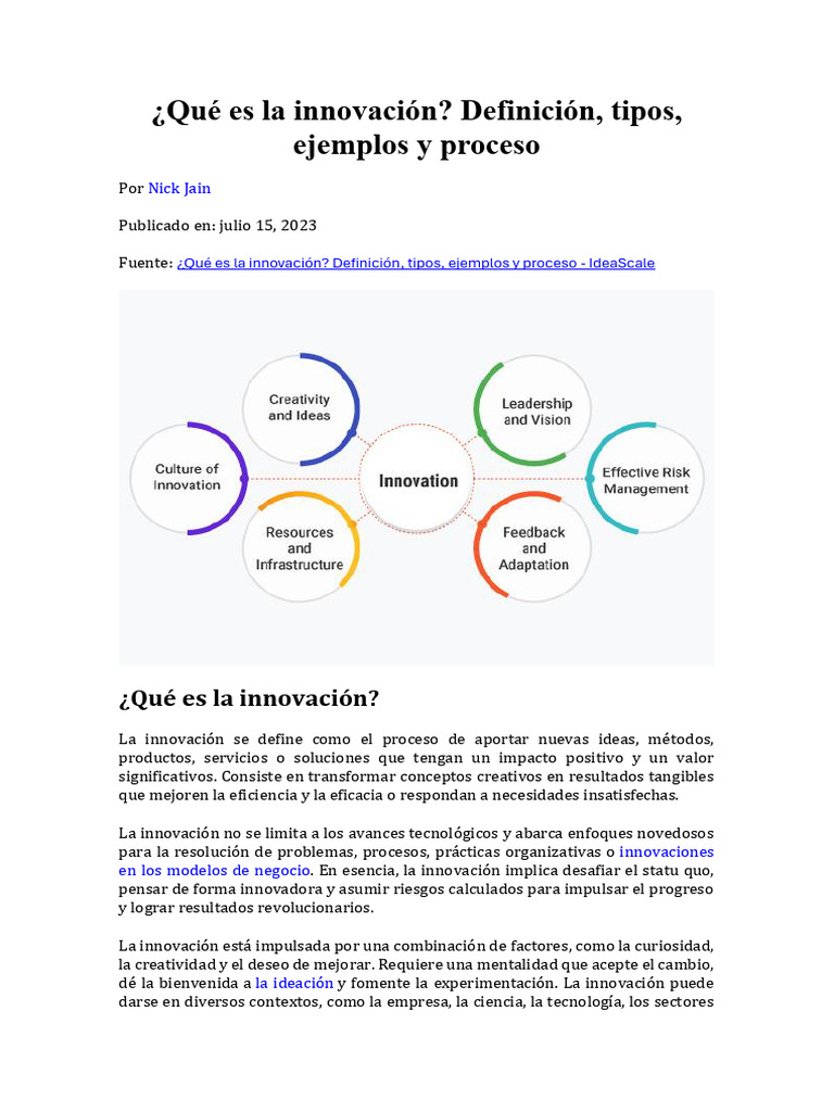 Qué Es La Innovación | PDF