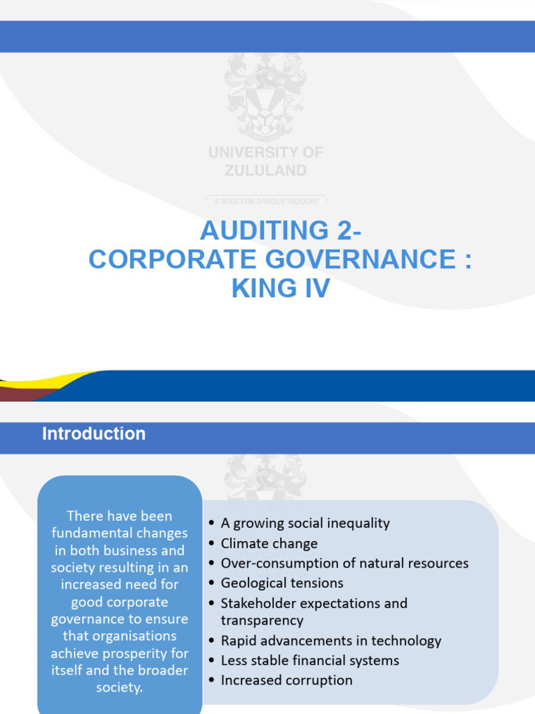 King IV - Lecture Notes | PDF | Audit Committee | Finance & Money ...