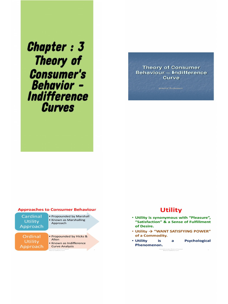 Chapter 3 Theory of Consumer Behaviour - Indifference Curves and Consumer Equilibrium Editable | PDF