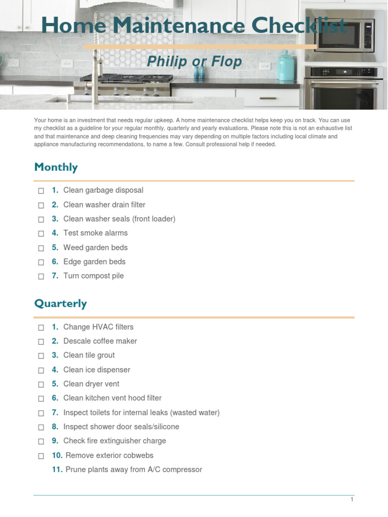 Home Maintenance Checklist PDF | PDF