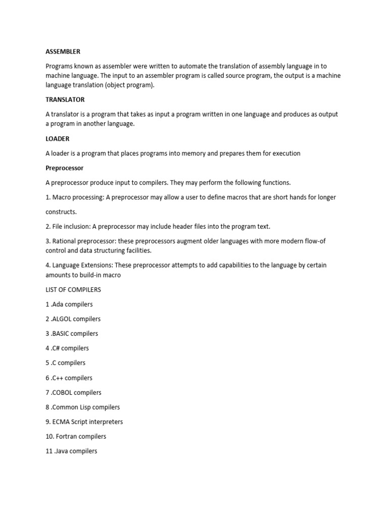 Compiler Summery | PDF