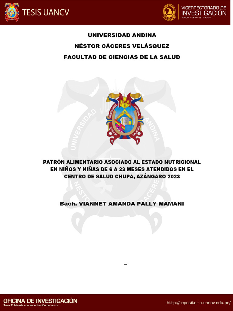 Patrón Alimentario Asociado Al Estado Nutricional en Niños y Niñas de 6 ...
