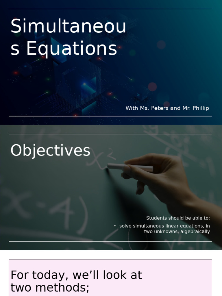 Simultaneous Equations | PDF