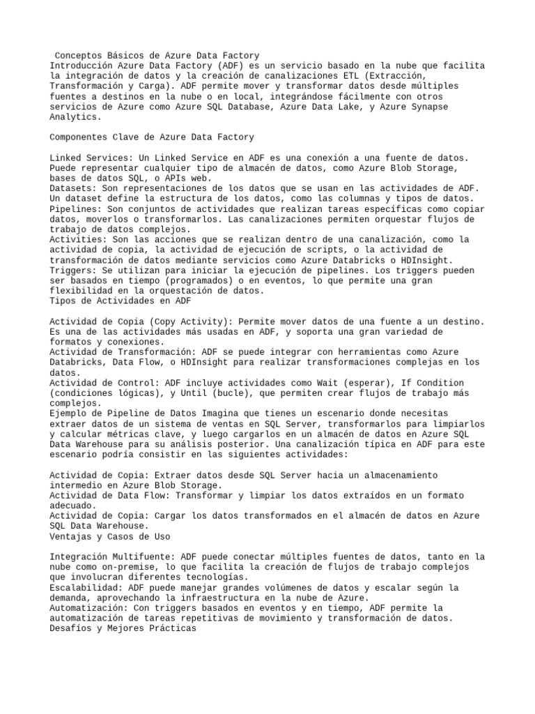 Conceptos Básicos de Azure Data Fac | PDF