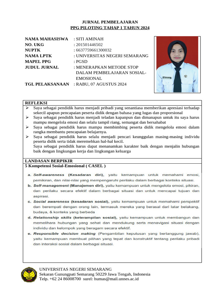 Jurnal - Siti Aminah - Modul 2 - Pse - Teknik Stop | PDF