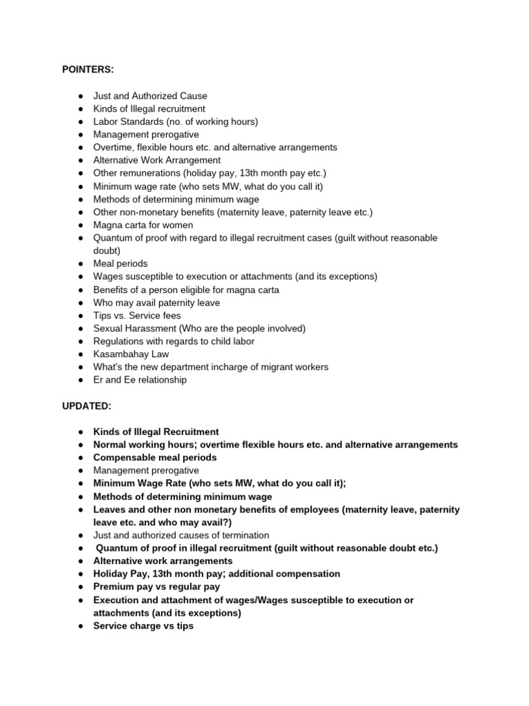 POINTERS (Labor Law) | PDF POINTERS (Labor Law) | PDF