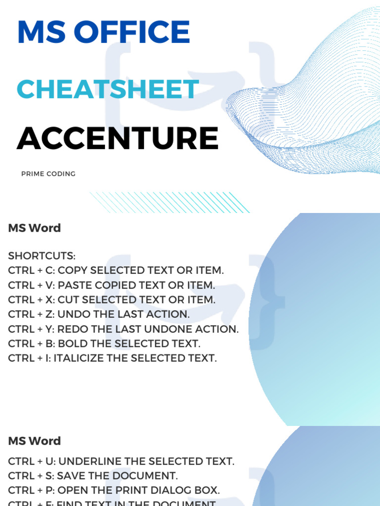 ms office cheatsheet | PDF