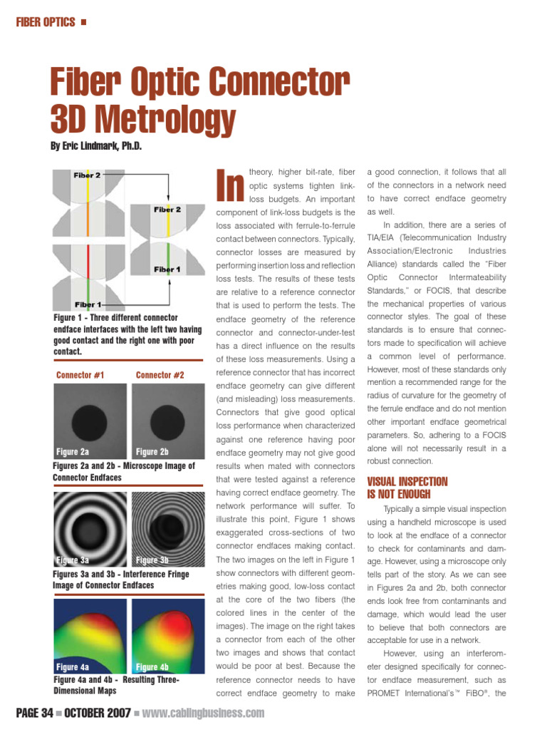 Fiber Optic Connector 3D Metrology | PDF | Interferometry | Optics