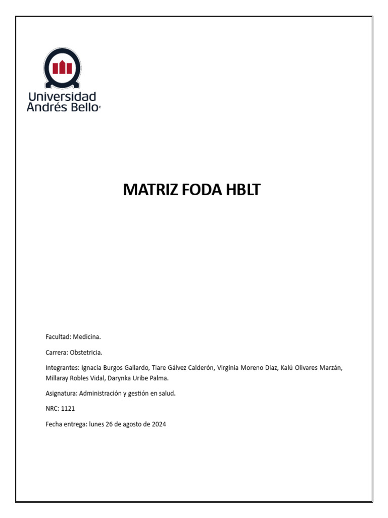 Análisis y Matriz Foda Hs Barros Luco Trudeau | PDF | Hospital | Análisis FODA