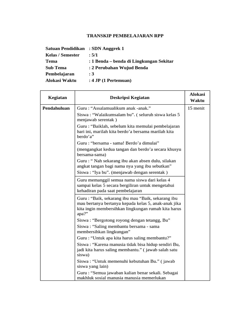 Transkip RPP KDM Kel.2 | PDF