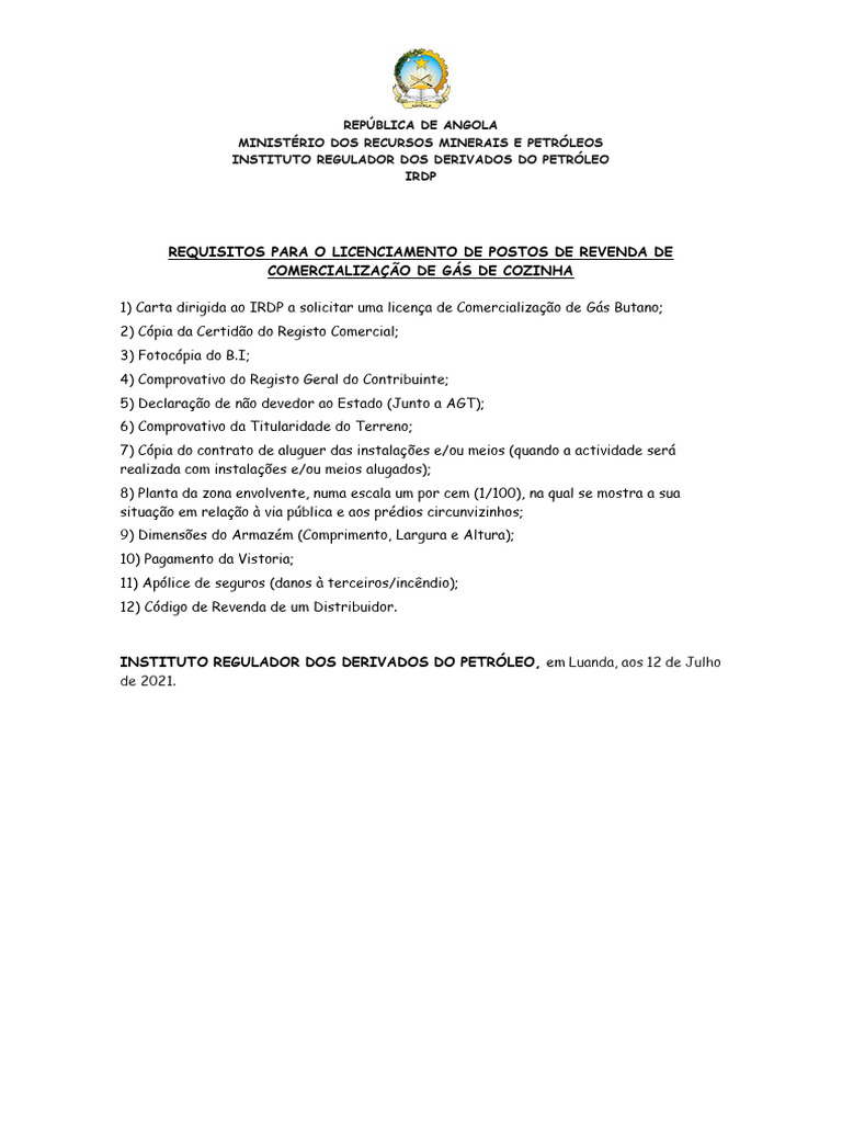 Requisitos para Lic de GS Butano | PDF