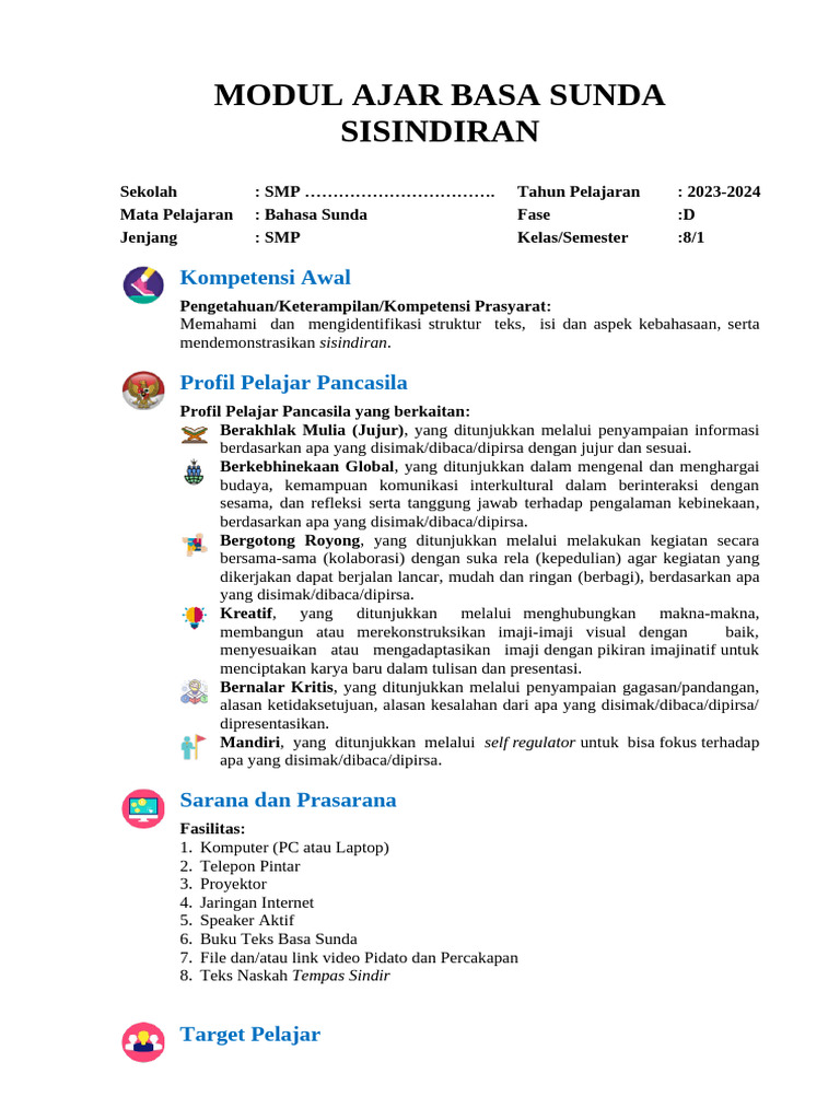 03. Modul Ajar - Sisindiran | PDF