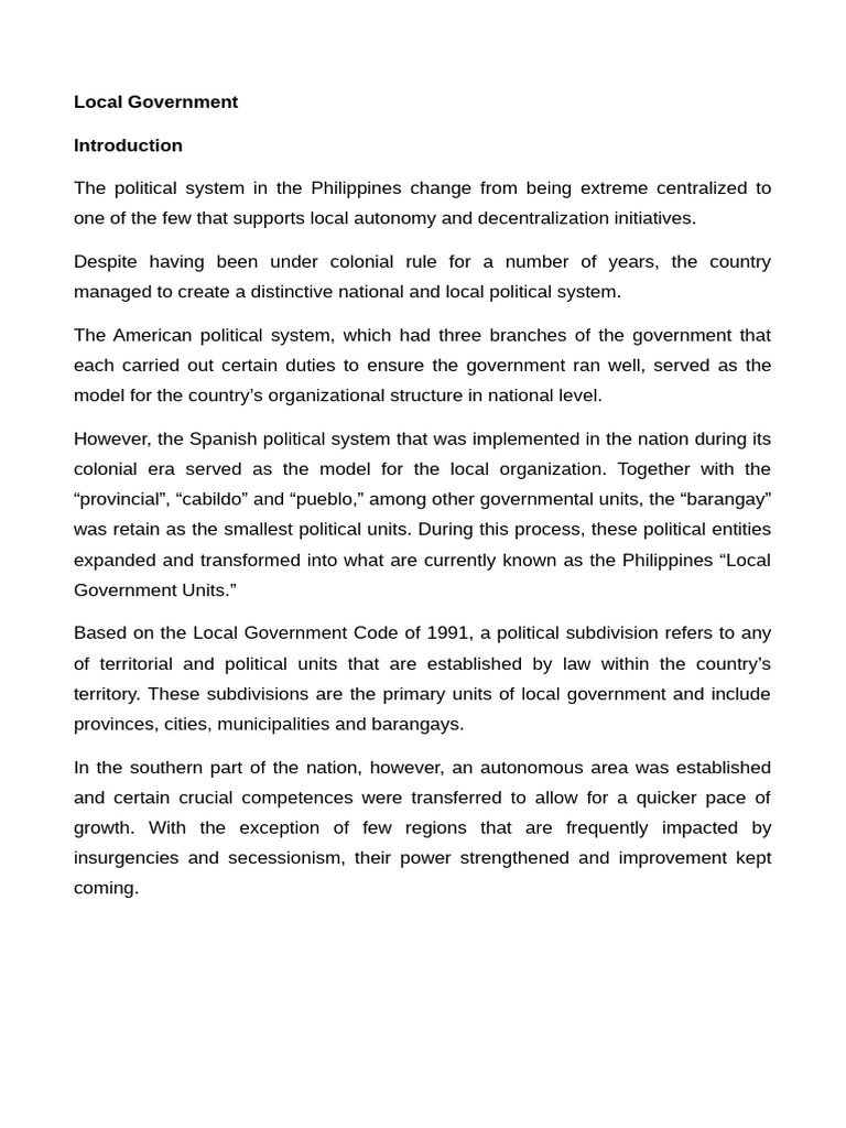 Local Government Notes 1 | PDF