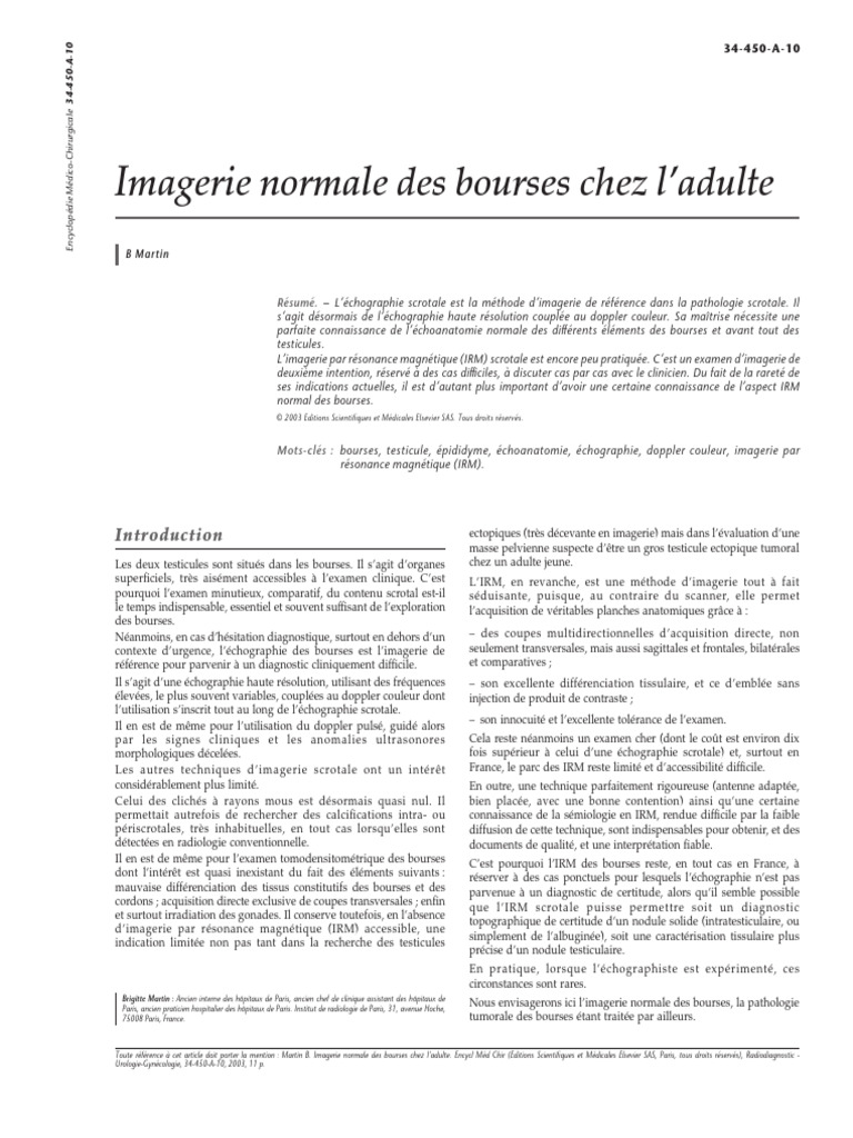 Imagerie Normale Des Bourses Chez L'adulte | PDF